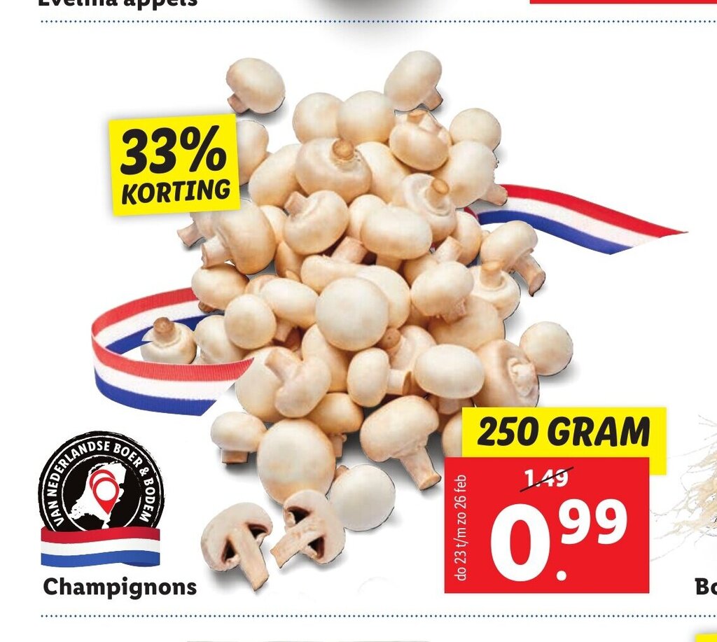 Champignons 250 gram aanbieding bij Lidl