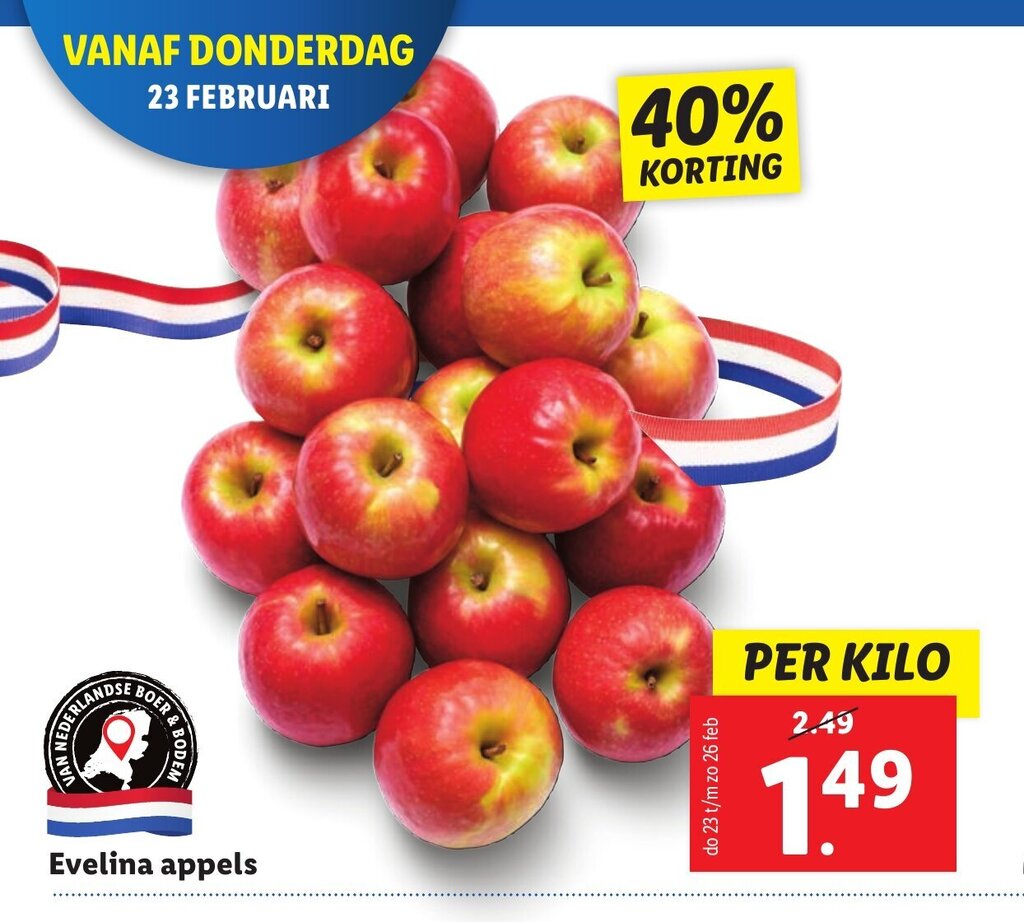 Evelina appels per kilo aanbieding bij Lidl