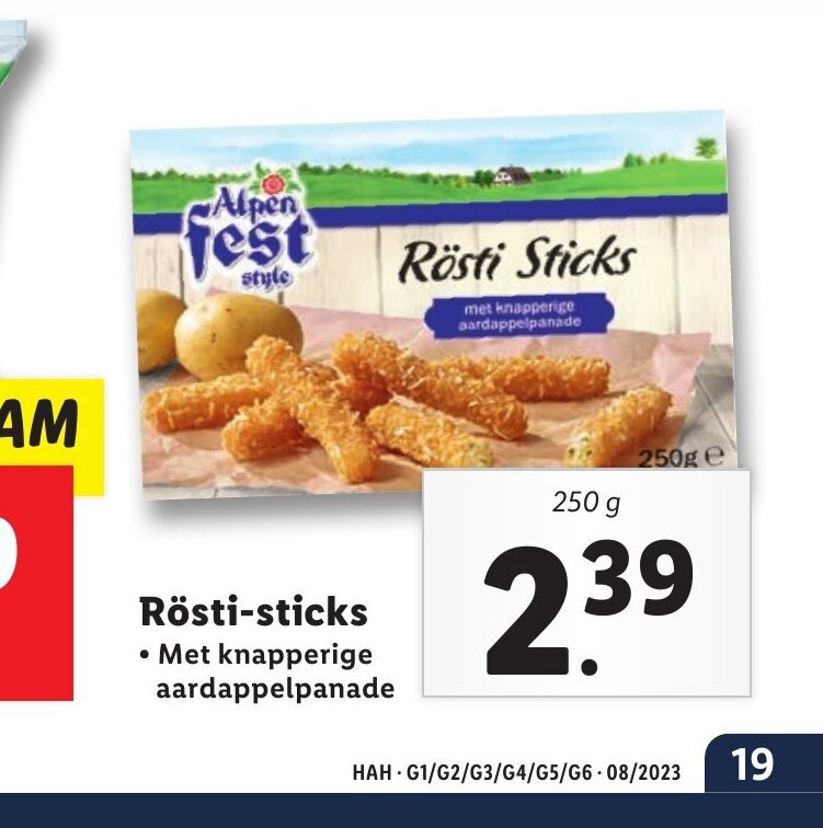Rosti-sticks 250 g aanbieding bij Lidl