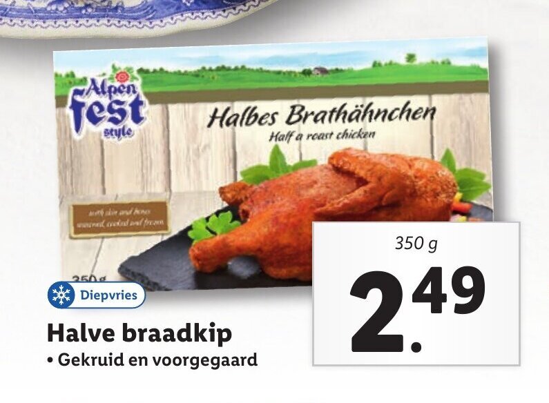 Halve braadkip 350 g aanbieding bij Lidl