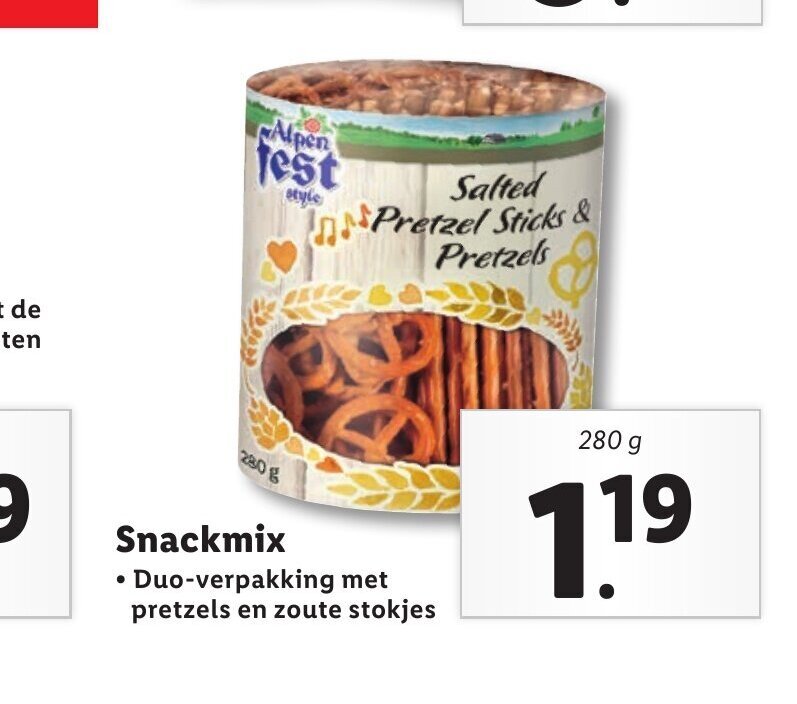 Snackmix 280 g aanbieding bij Lidl