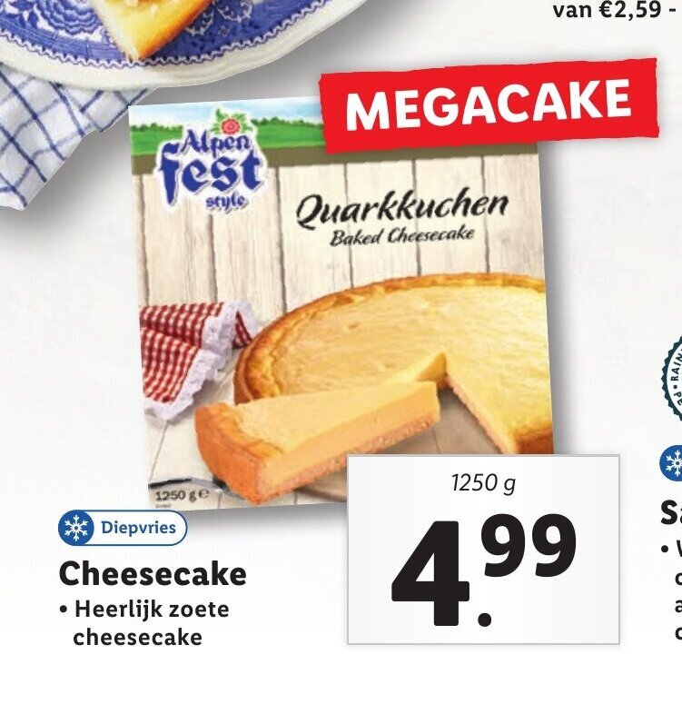 Cheesecake 1250 g aanbieding bij Lidl