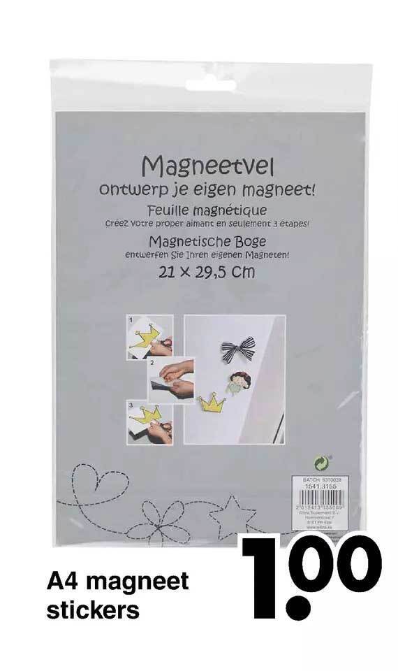 A4 magneet stickers aanbieding bij Wibra