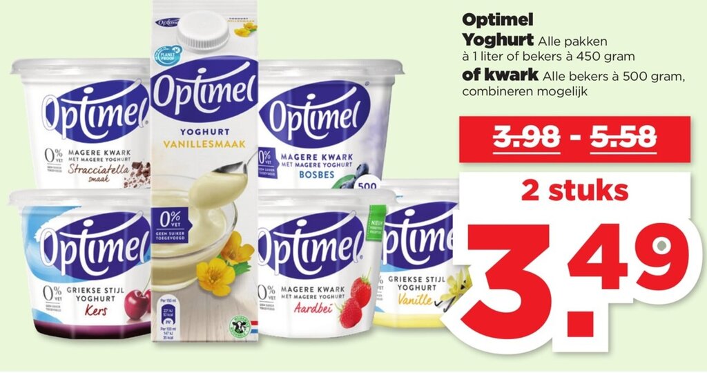 optimel yoghurt of kwark aanbieding bij PLUS