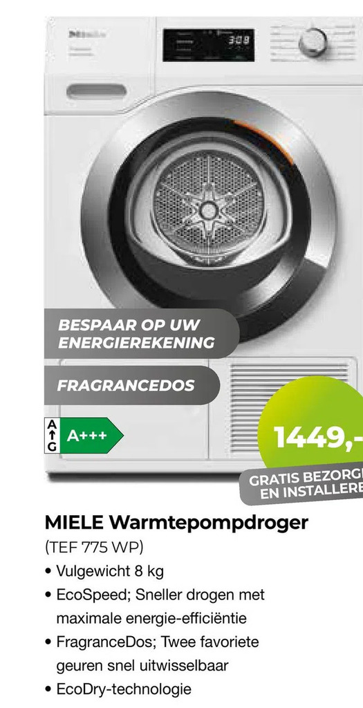 Miele warmtepompdroger (tef 775 wp) aanbieding bij EP Beerepoot