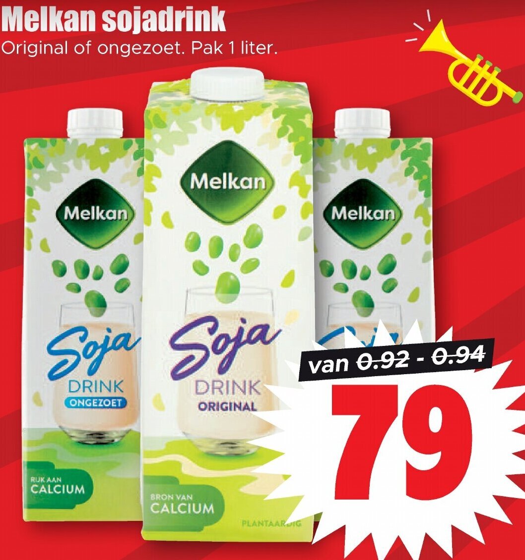 Melkan sojadrink 1 liter aanbieding bij Dirk
