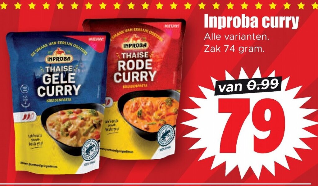 Inproba curry 74g aanbieding bij Dirk