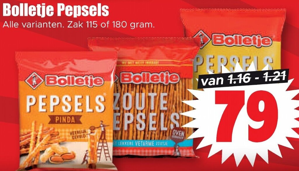 Bolletje pepsels 115g aanbieding bij Dirk