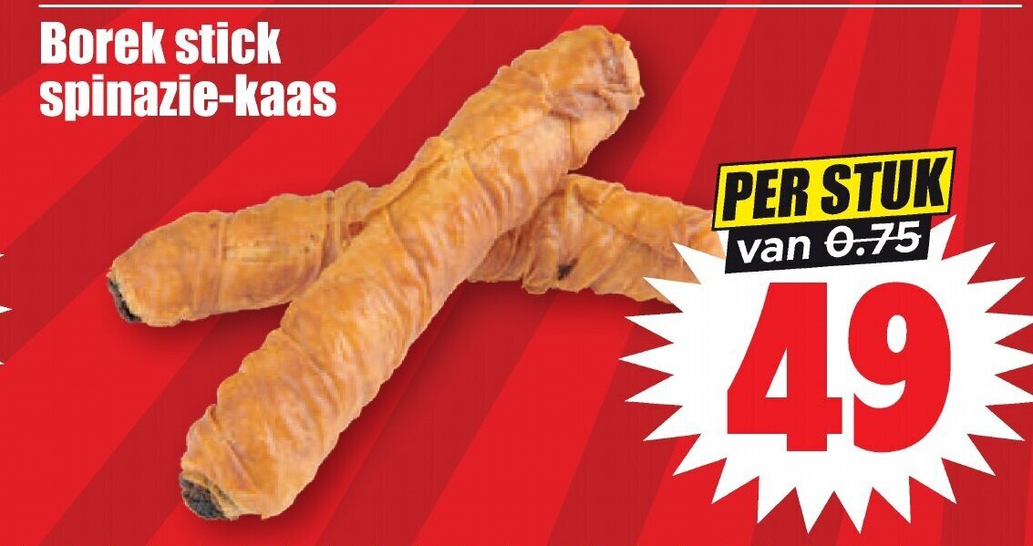 Borek stick spinazie-kaas per stuk aanbieding bij Dirk