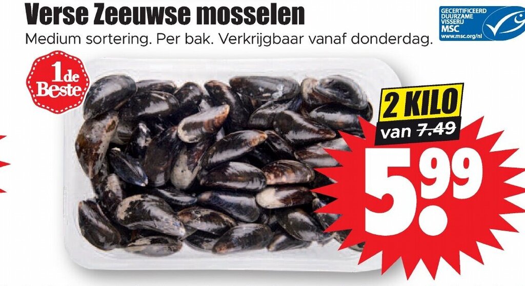Verse zeeuwse mosselen aanbieding bij Dirk