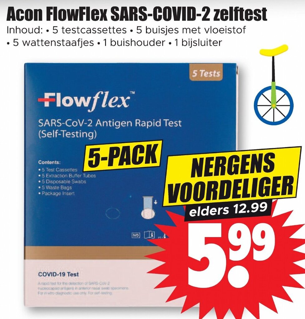 Acon Flowflex SARS-Covid-2 zelftest aanbieding bij Dirk