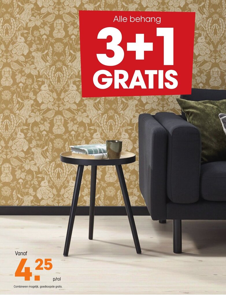 Alle behang 3+1 gratis aanbieding bij Kwantum