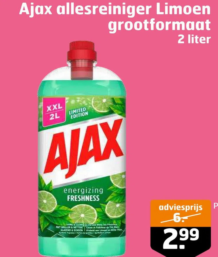 Ajax allesreiniger lin grootformaat 2 liter aanbieding bij Trekpleister