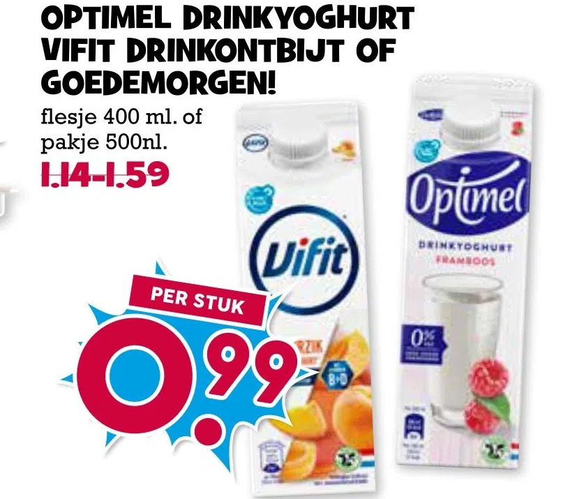 Optimel drinkyoghurt vifit drinkontbijt of goedemorgen! aanbieding bij ...