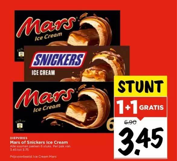 Mars of snickers ice cream aanbieding bij Vomar