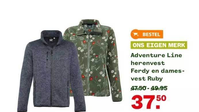Adventure line herenvest ferdy en damesvest ruby aanbieding bij Welkoop