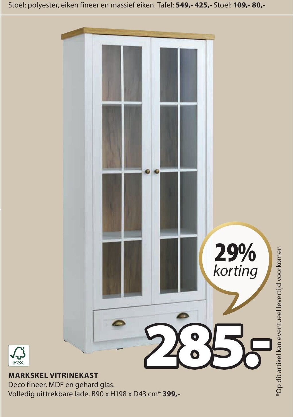 Markskel Vitrinekast B90xH198xD43 cm aanbieding bij Jysk