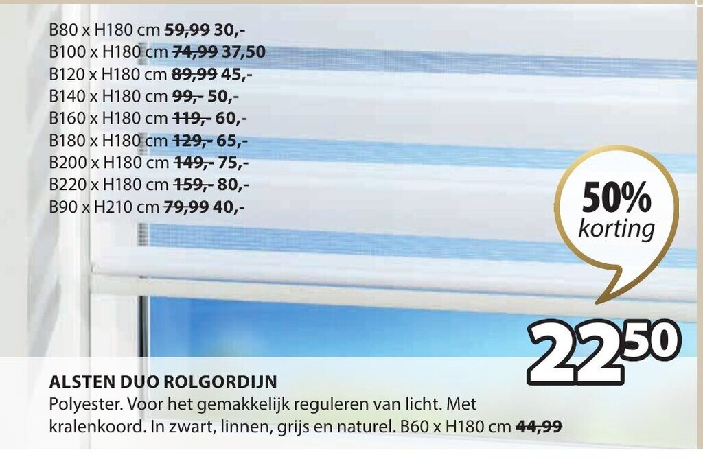 Alsten Duo Rolgordijn B60xH180 cm aanbieding bij Jysk