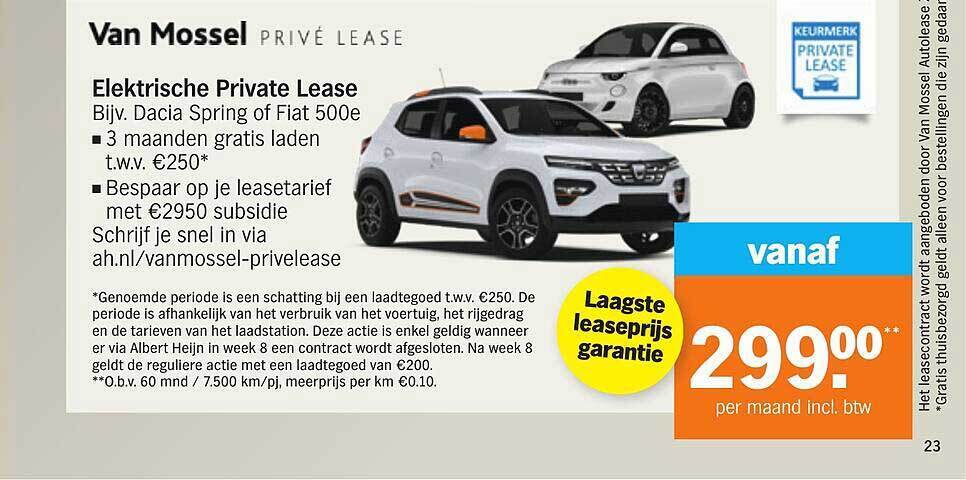 Van mossel elektrische private lease aanbieding bij Albert Heijn