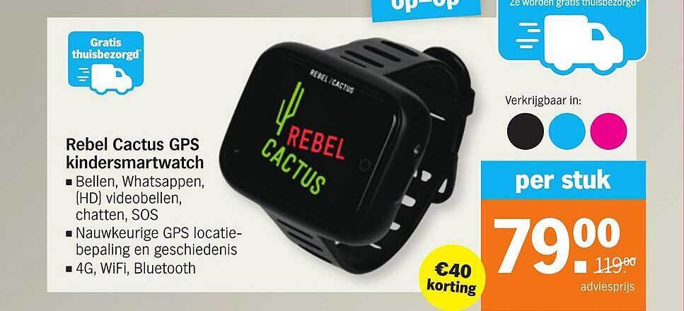 Rebel cactus gps kindersmartwatch aanbieding bij Albert Heijn