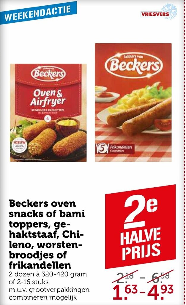 Beckers oven snacks of bami toppers, gehakstaaf, chileno, worsten ...