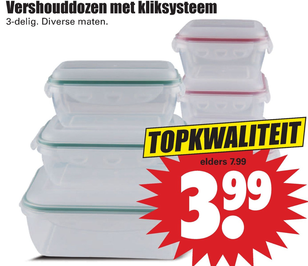 Vershouddozen met kliksysteem aanbieding bij Dirk