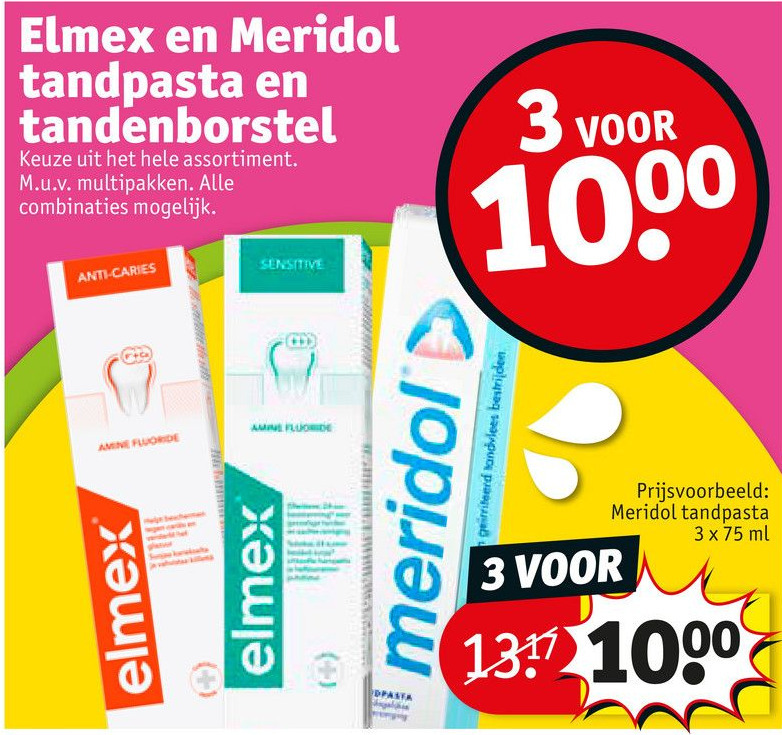 Elmex en Meridol tandpasta en tandenborstel aanbieding bij Kruidvat