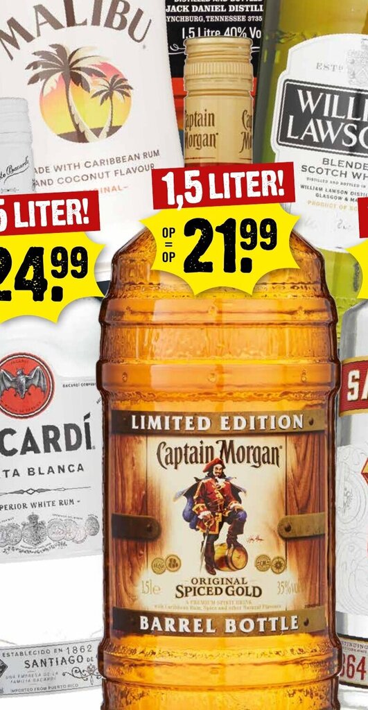 Captain Morgan Barrel Bottle 1,5 liter aanbieding bij Dirck 3