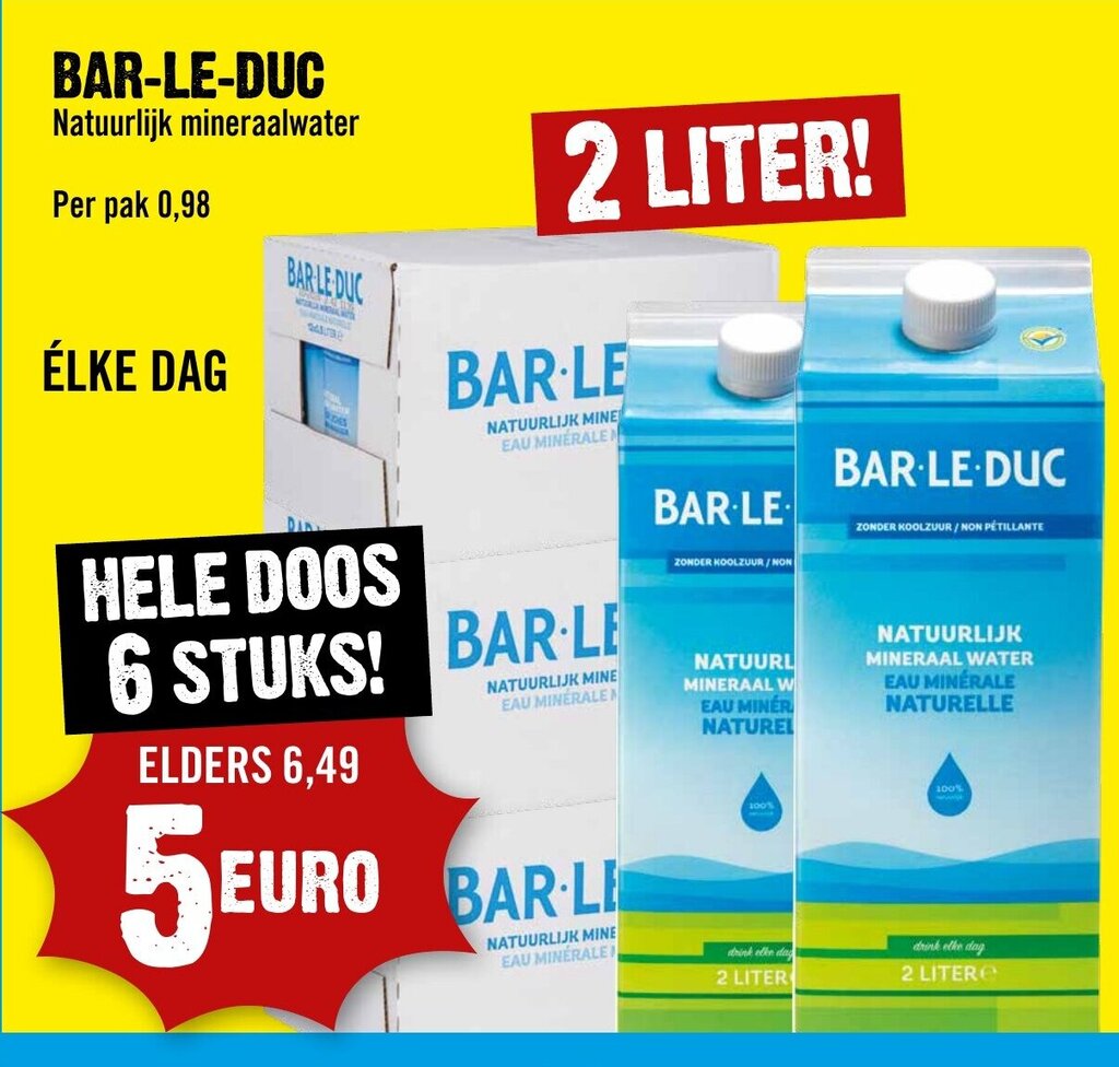 Bar-Le-Duc Natuurlijk mineraalwater 2 liter aanbieding bij Dirck 3