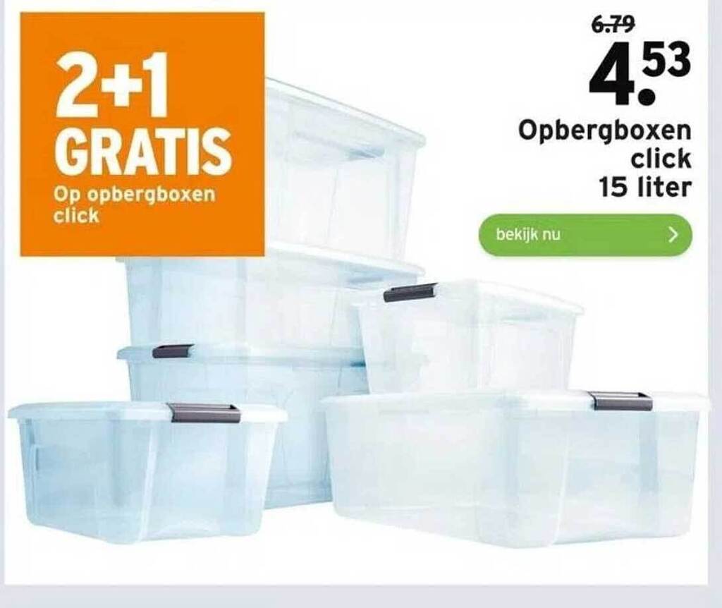 Opbergboxen click 15 liter aanbieding bij GAMMA