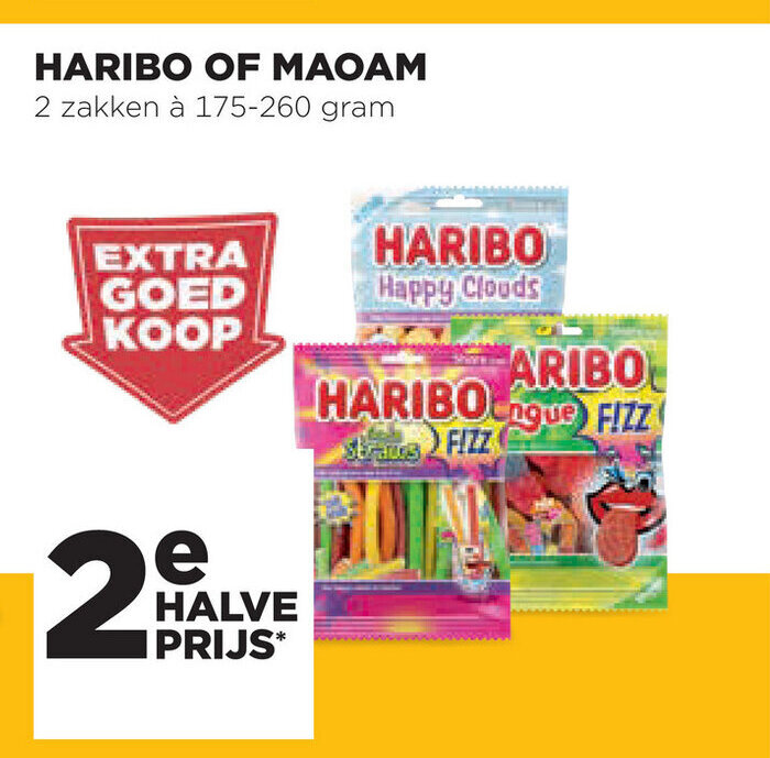 Haribo Of Maoam 2 zakken a 175-260 gram aanbieding bij Jumbo