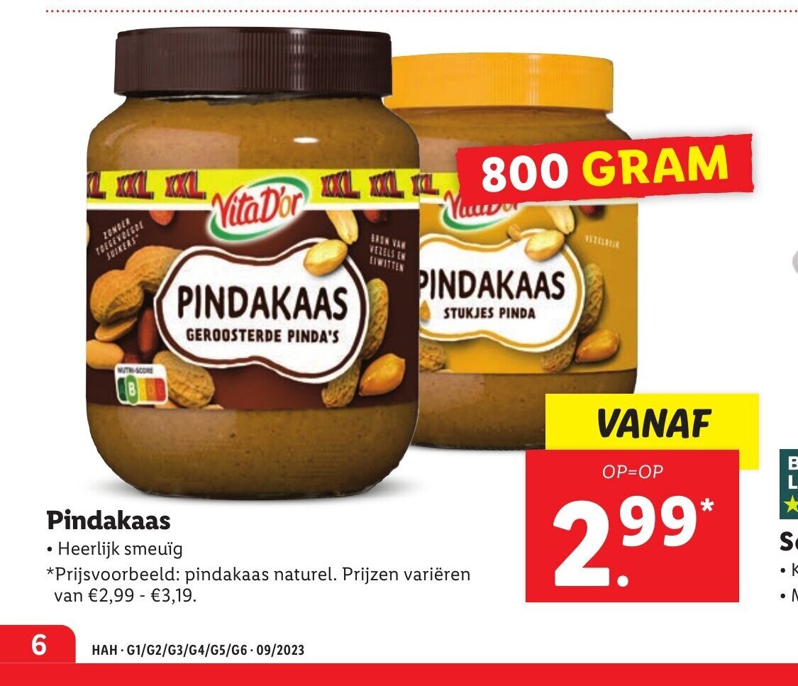 Pindakaas 800 gram aanbieding bij Lidl