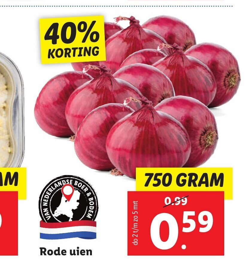 Rode uien aanbieding bij Lidl