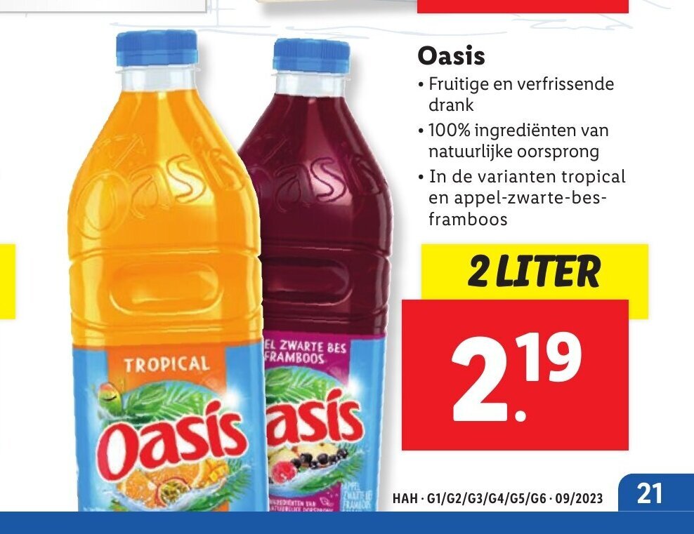 Oasis 2 liter aanbieding bij Lidl