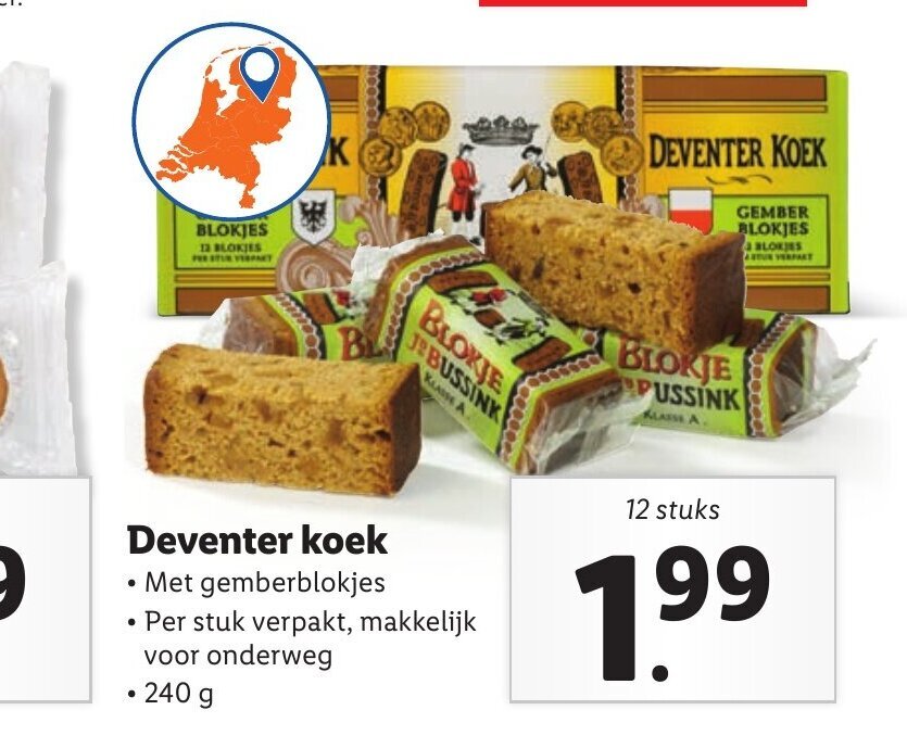 Deventer koek 240 g 12 stuks aanbieding bij Lidl