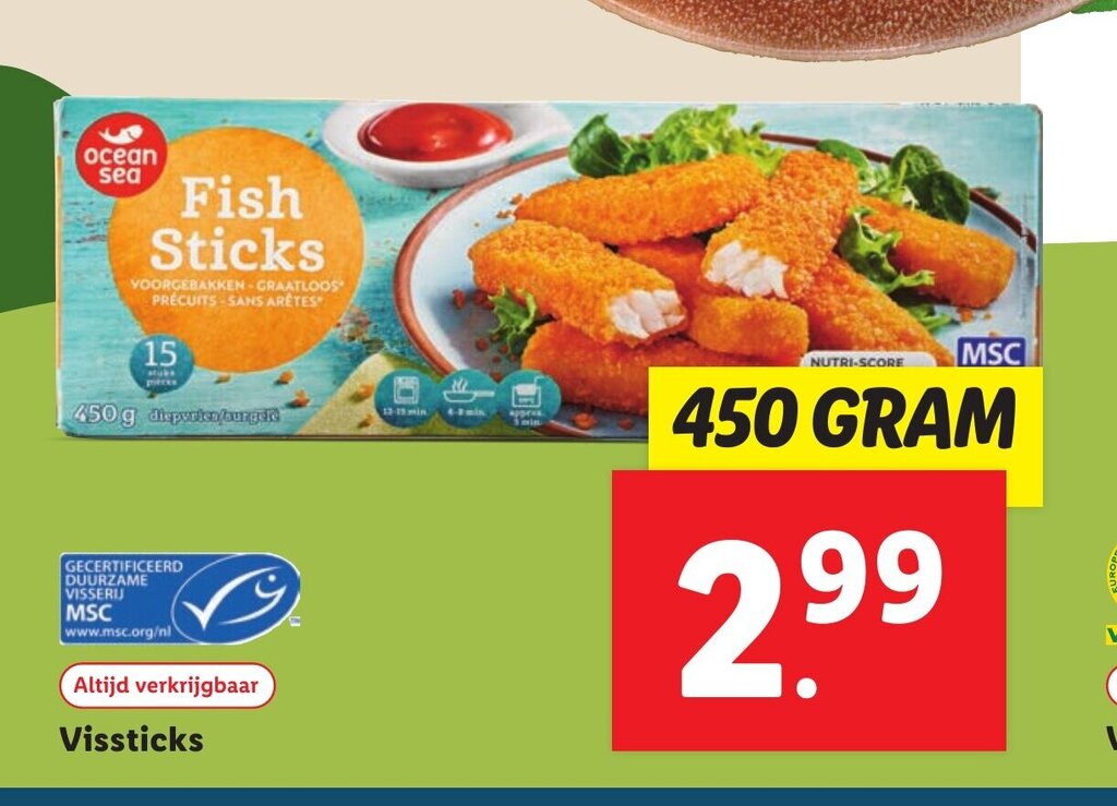 Vissticks 450 gram aanbieding bij Lidl