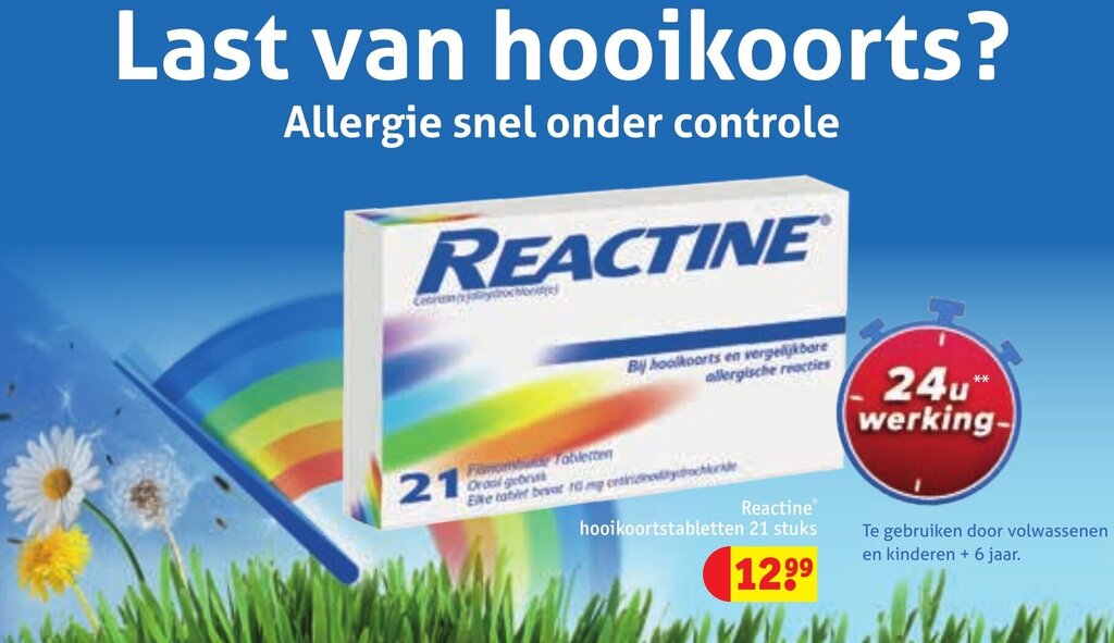 Reactine hooikoortstabletten 21 stuks aanbieding bij Kruidvat