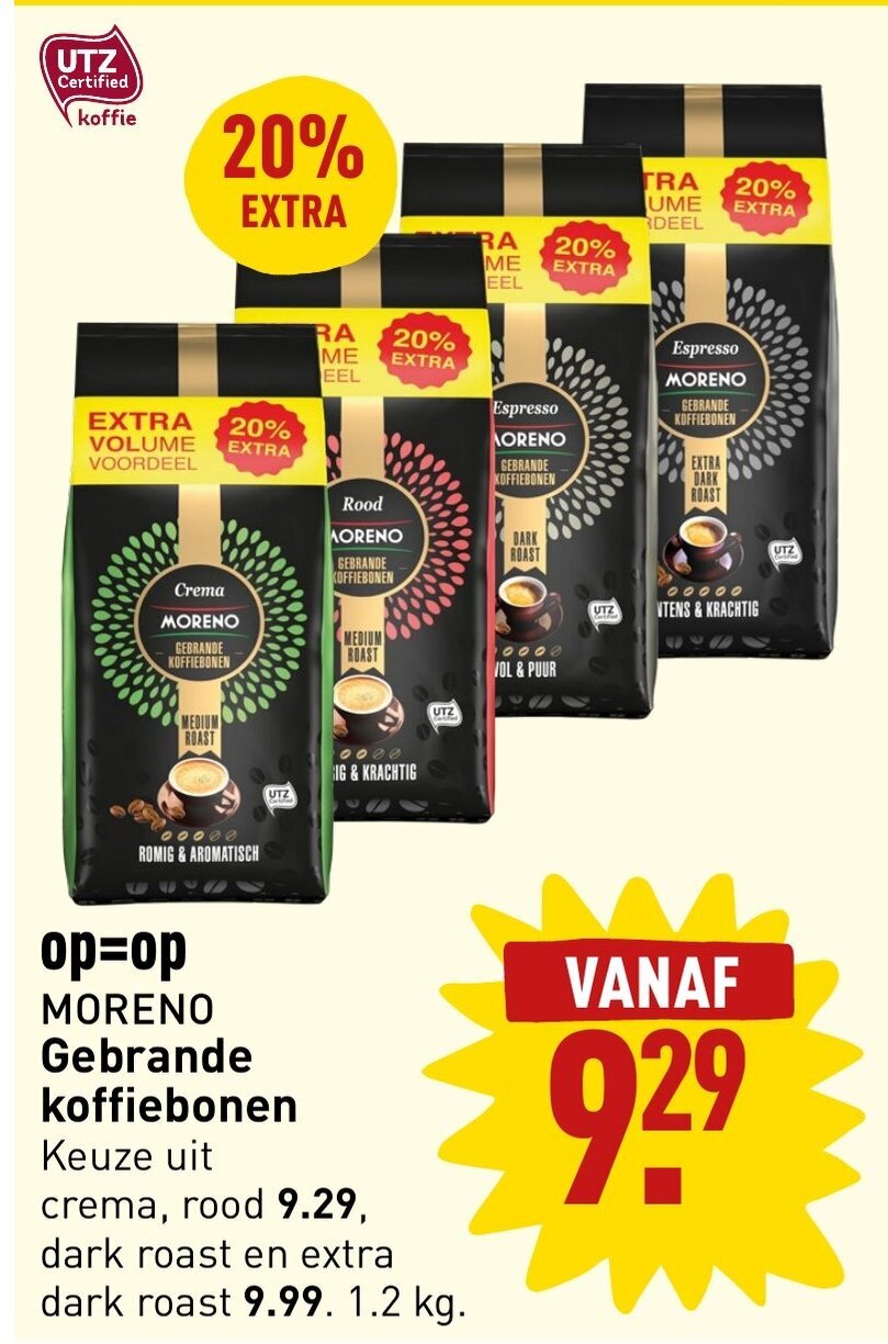 Moreno gebrande koffiebonen aanbieding bij ALDI