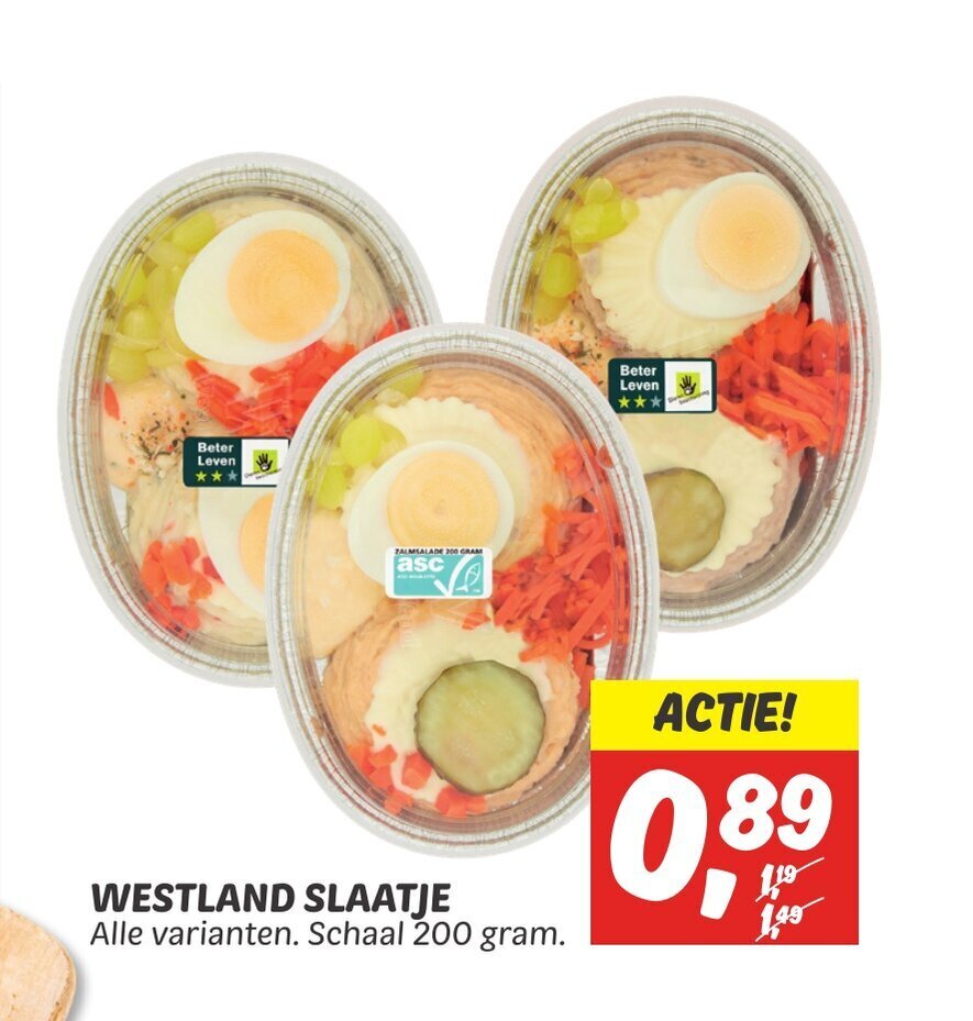Westland Slaatje schaal 200 gram aanbieding bij Dekamarkt