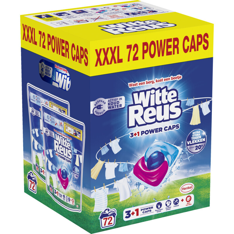 Witte reus 3+1 power caps wasmiddel capsules wit aanbieding bij Albert ...