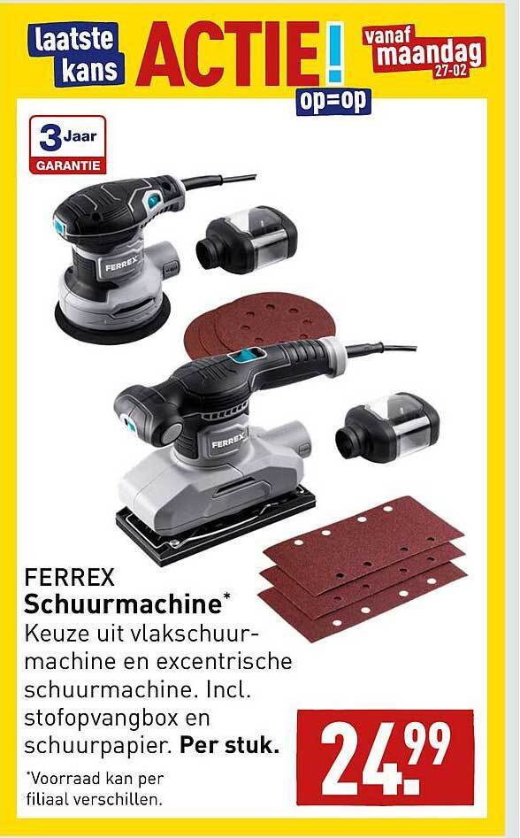 Ferrex schuurmachine aanbieding bij ALDI