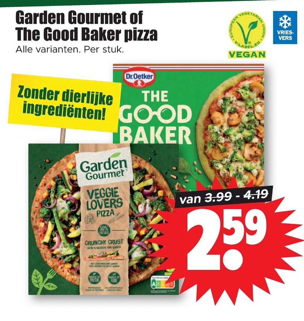 Garden Gourmet of The Good Baker pizza aanbieding bij Dirk