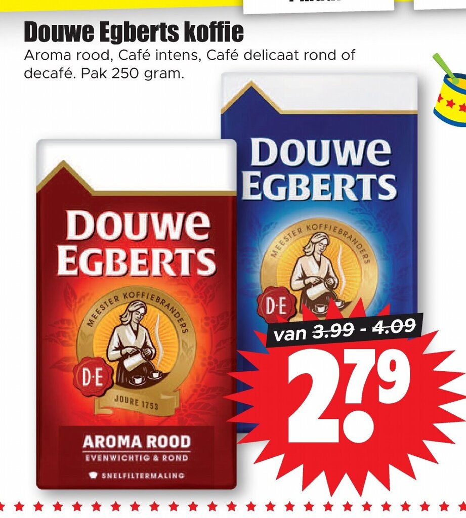 Douwe Egberts koffie 250 gram aanbieding bij Dirk