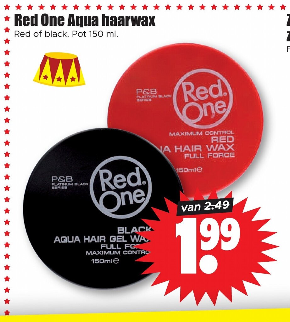 Red One Aqua haarwax 150 ml aanbieding bij Dirk