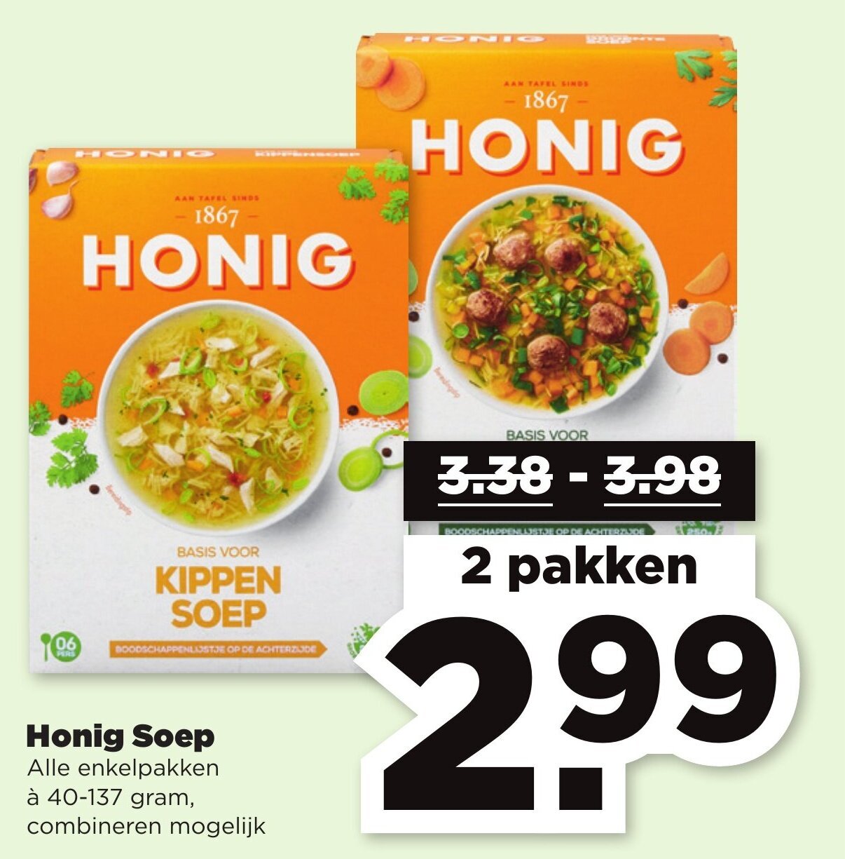 Honig Soep 40-137 gram aanbieding bij PLUS