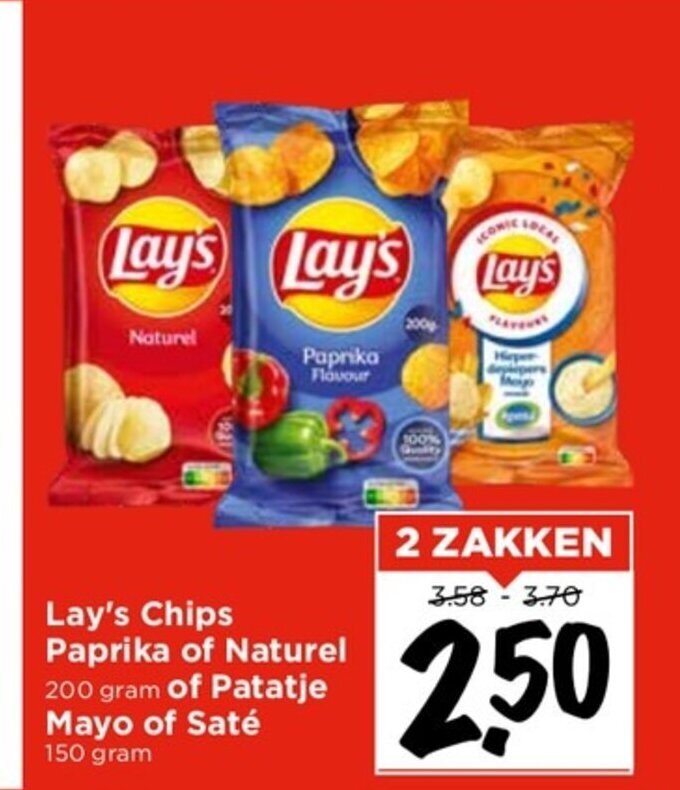 Lay's Chips Paprika of Naturel 200 gram of Patatje Mayo of Sate 150 ...
