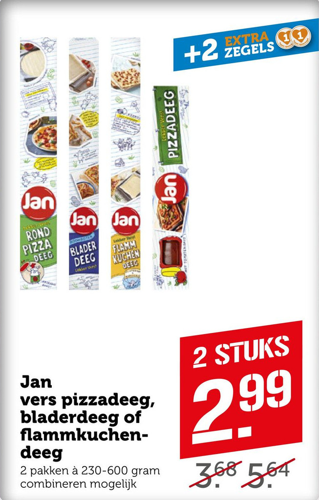 Jan vers pizzadeeg, bladerdeeg of flammkuchendeeg aanbieding bij Coop