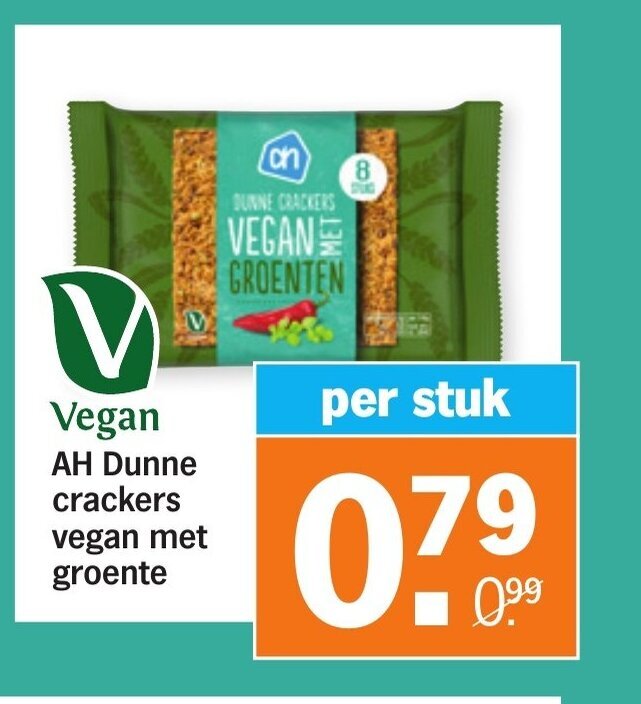 AH Dunne crackers vegan met groente aanbieding bij Albert Heijn