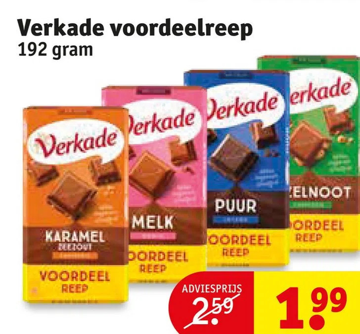 Verkade voordeelreep 192 gram aanbieding bij Kruidvat