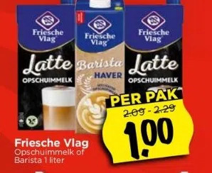 Friesche vlag opschuimmelk of barista 1 liter aanbieding bij Vomar